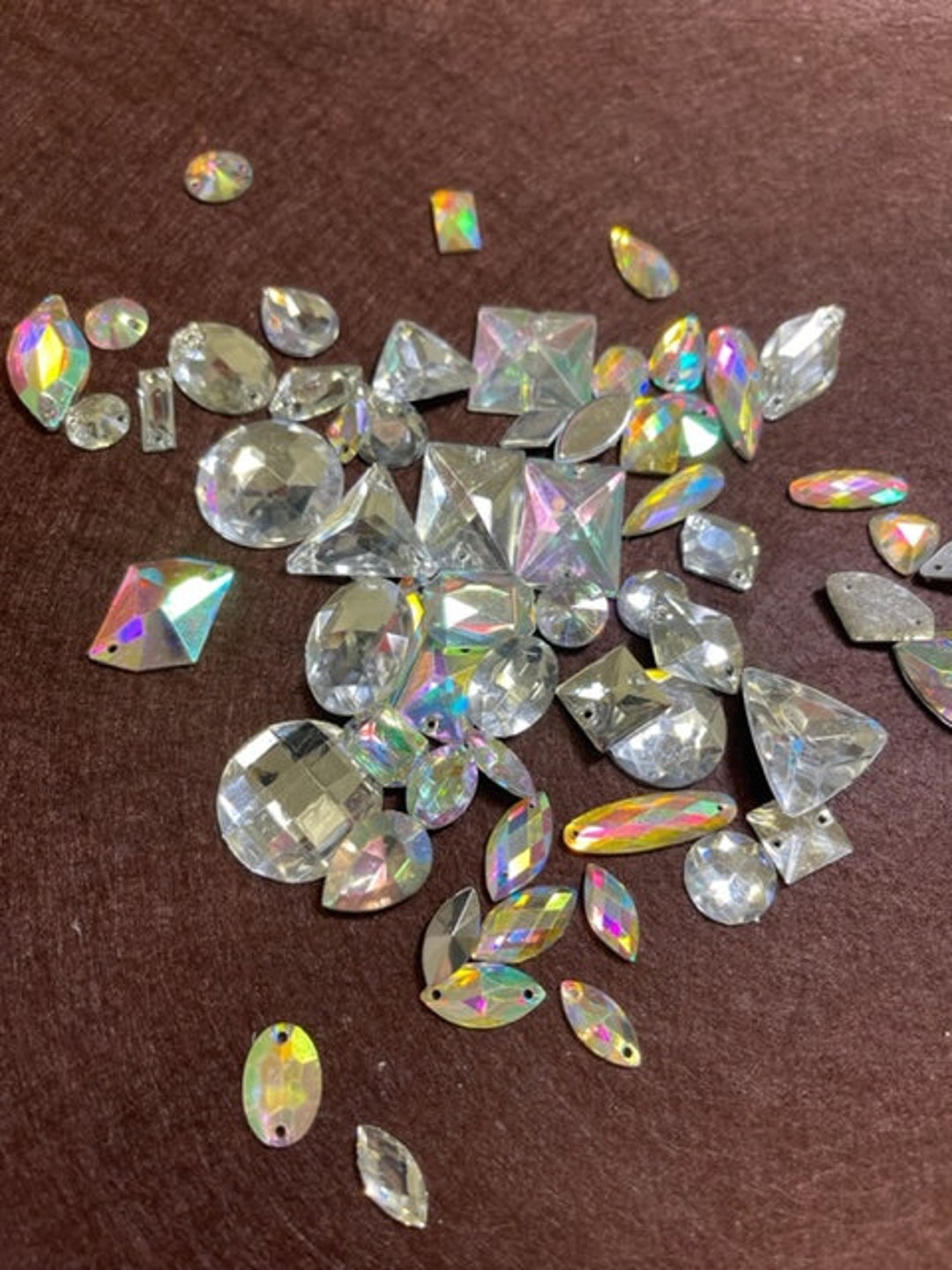 Multi Shape Acrylic Flatback With/out Two Hold on Edges, Sew on or ...