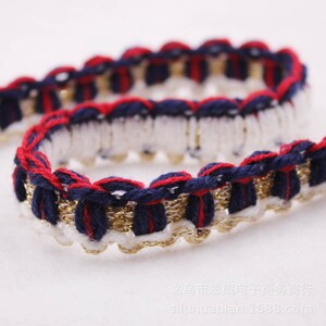 Navy, Red, Cream Tweed Embroidery Lace Trim by Yards, 1.5 Cm Wide ...