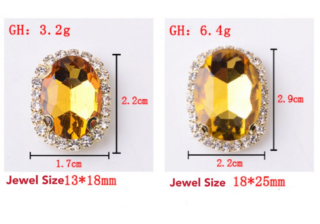 Inner 12X14 Mm, Outer 15X19 Mm Oval Rhinestone Flatback With 1 Layer of ...