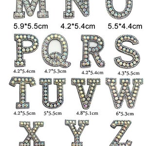 Irone on AB Rhinestone Large Alphabet Letters Patches, 5.5cm Tall ...