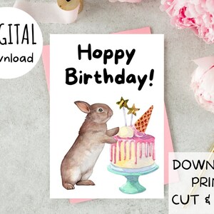Printable Bunny Birthday Card, Funny Animal Birthday Card, Animal ...
