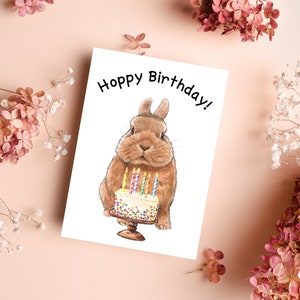 Printable Bunny Birthday Card, Funny Rabbit Birthday Card, Animal ...