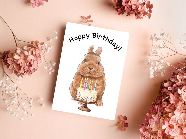 Printable Bunny Birthday Card Funny Rabbit Birthday Card - Etsy