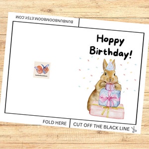 Printable Bunny Birthday Card Funny Animal Birthday Card - Etsy