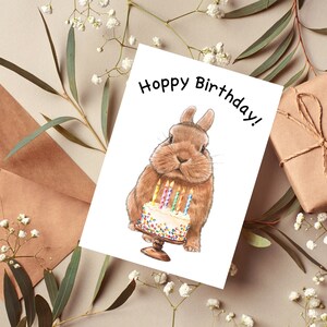 Printable Bunny Birthday Card, Funny Rabbit Birthday Card, Animal ...