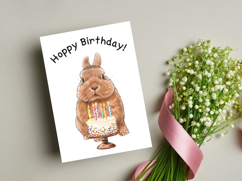 Printable Bunny Birthday Card Funny Rabbit Birthday Card - Etsy