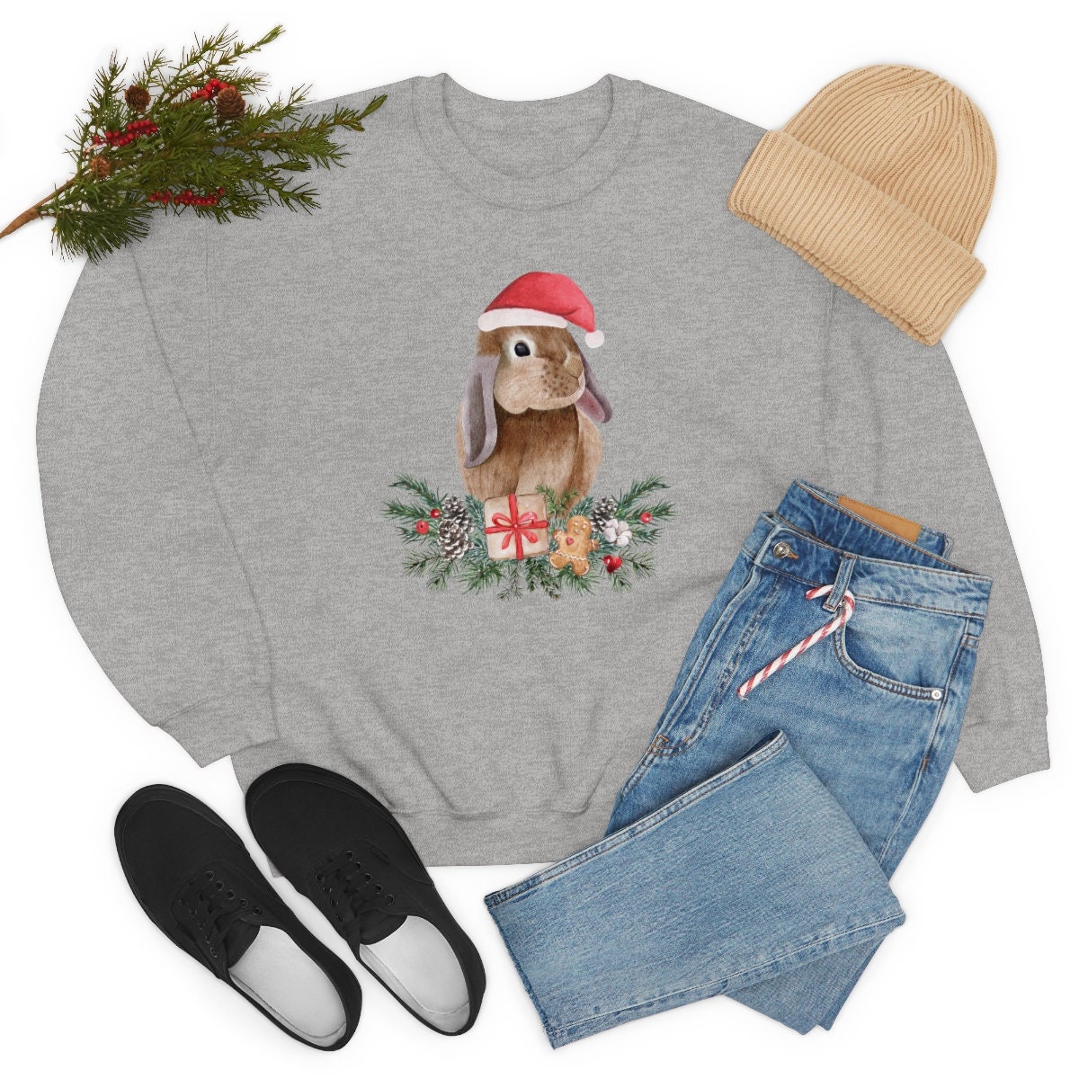 Bunny Christmas Sweatshirt, Santa Rabbit sold by Classy Missy | SKU ...