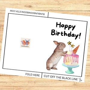Printable Bunny Birthday Card, Funny Animal Birthday Card, Animal ...