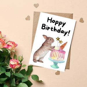 Printable Bunny Birthday Card, Funny Animal Birthday Card, Animal ...