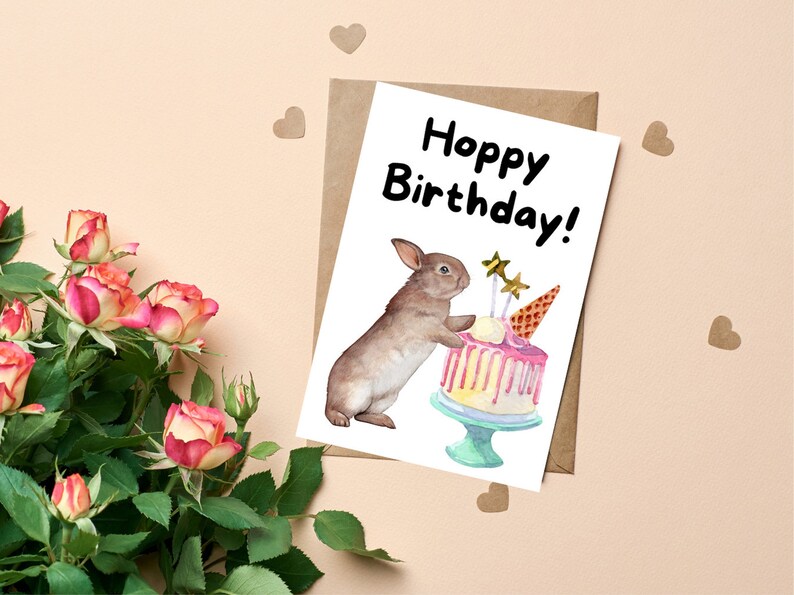 Printable Bunny Birthday Card Funny Animal Birthday Card - Etsy