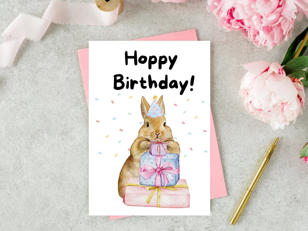 Printable Bunny Birthday Card Funny Animal Birthday Card - Etsy