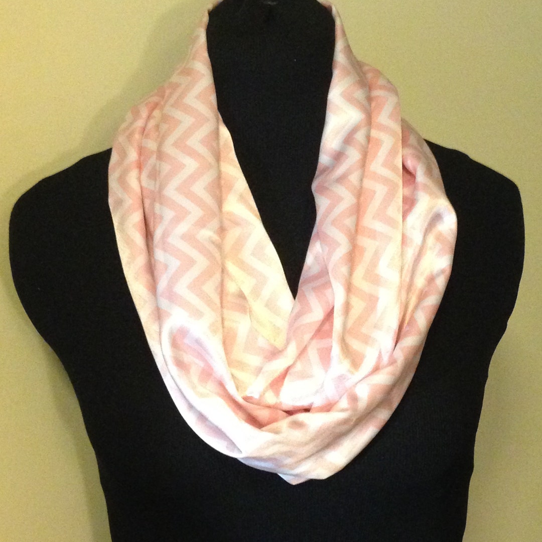 Infinity Scarf: Charmeuse Satin, Chevron Blush Pink and White - Etsy
