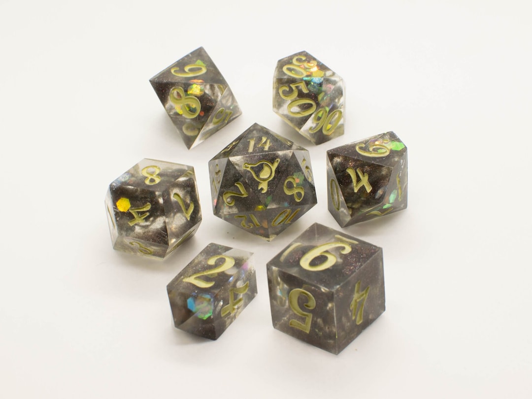 Shadow Patron, 7-piece Sharp Edge Dice Set, D&D Dice, Tabletop Role ...