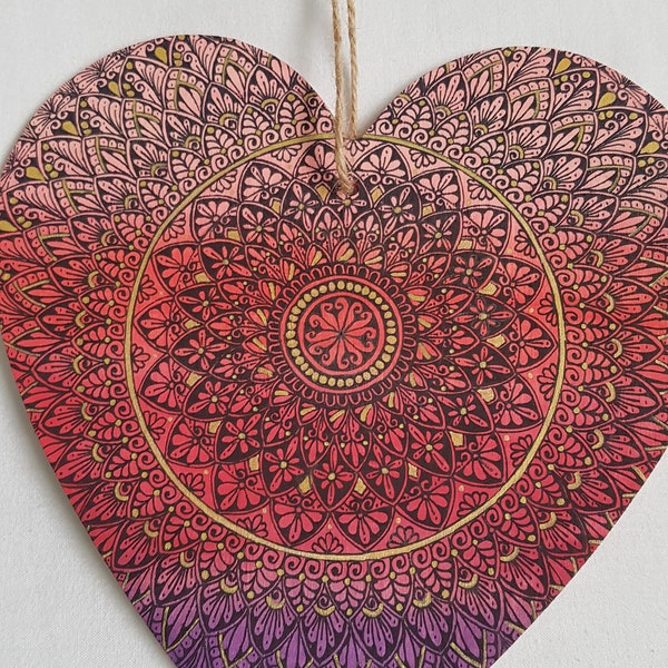 Mandala Painted Heart - Etsy