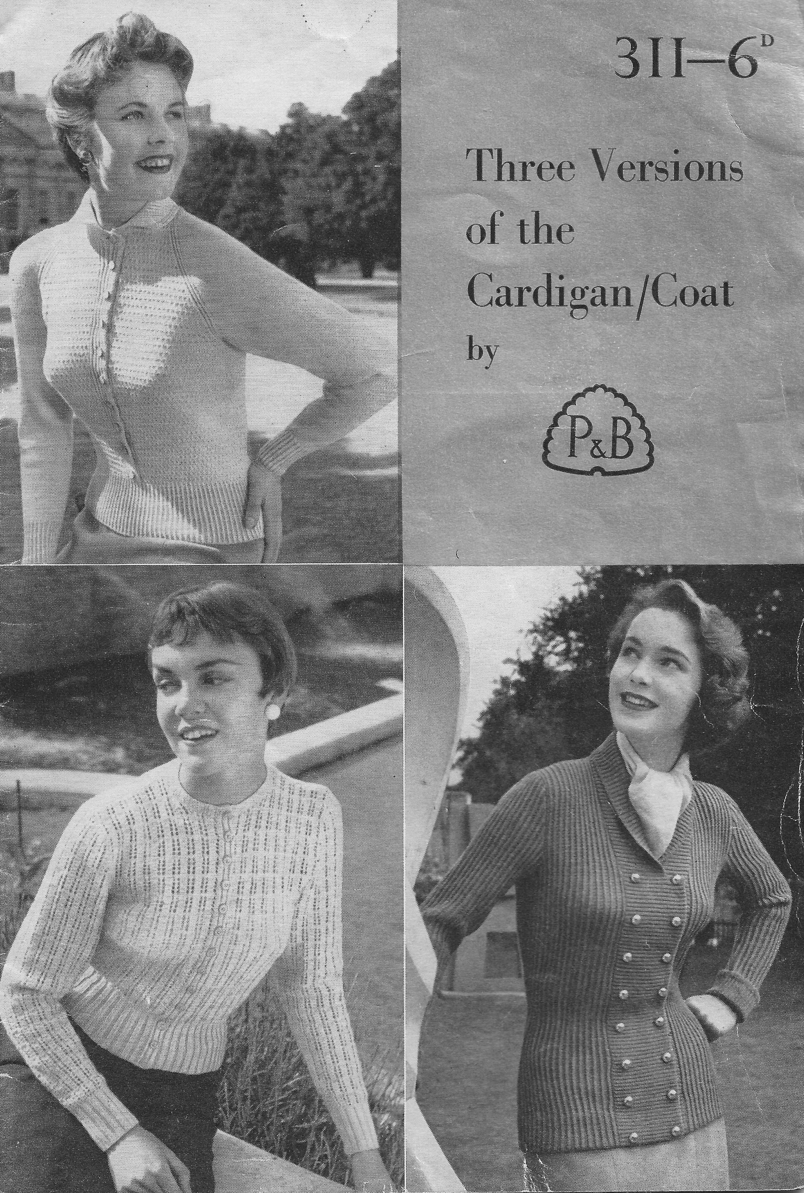 1950s Vintage Knitting Pattern for 3 Versions Cardigan and Coat 34 Inch ...