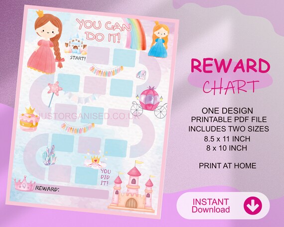 Reward Chart Princess Printable Behaviour Princess Chart - Etsy