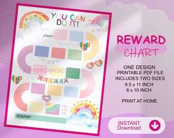 Rainbow Reward Chart Printable Rainbow Behavior Chart Daily Chore Chart ...