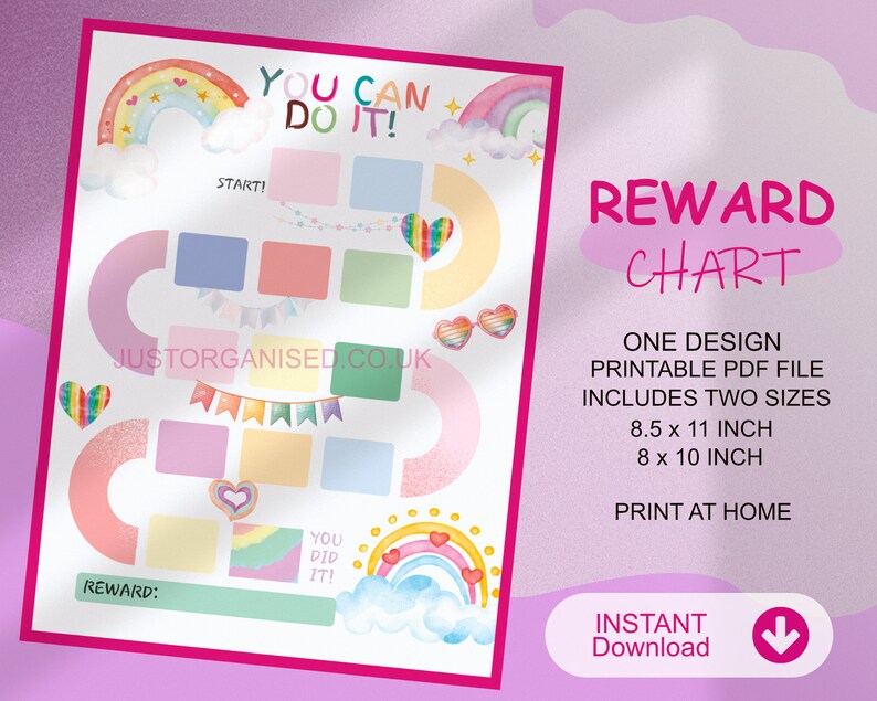 Reward Chart Rainbow Printable Behaviour Rainbow Chart - Etsy