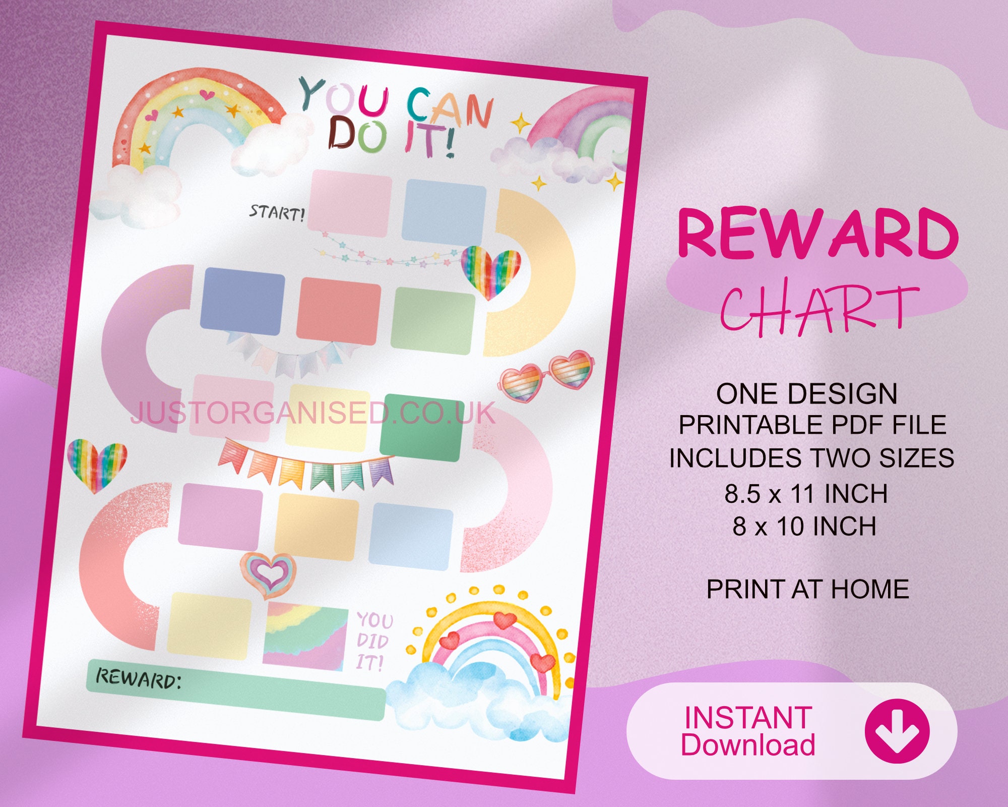 Reward Chart Rainbow Printable Behaviour Rainbow Chart - Etsy