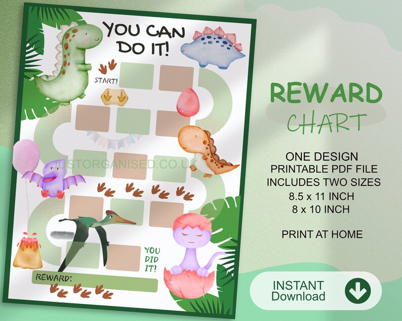 Reward Chart Dinosaur Printable Behaviour Dinosaur Chart - Etsy