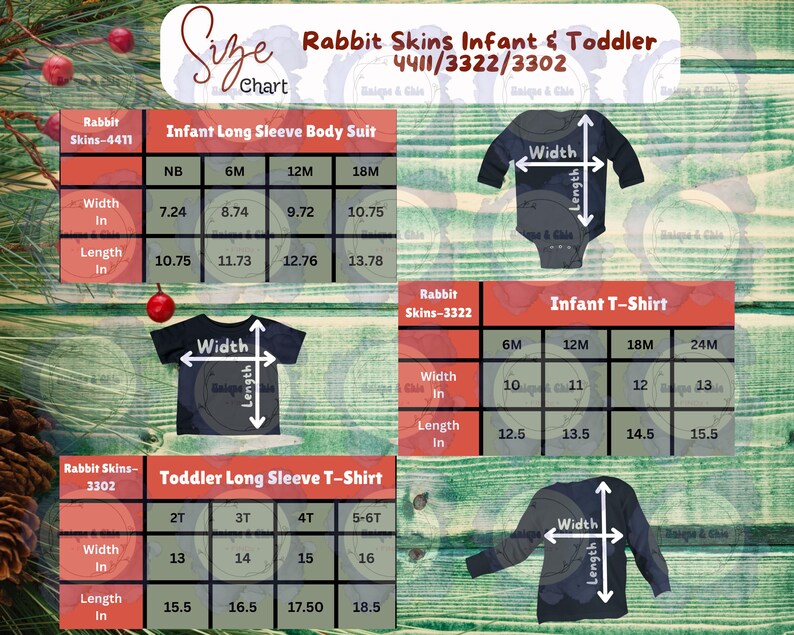 Bundle Size Chart Rabbit Skins Toddler Infant Shirts 3322, 3302, 4411 ...