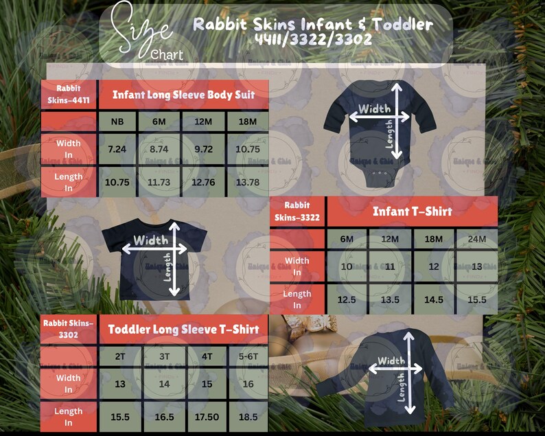 Bundle Size Chart Rabbit Skins Toddler Infant Shirts 3322, 3302, 4411 ...
