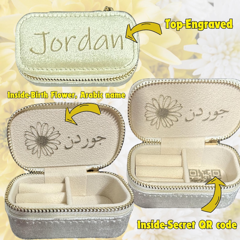 Personalized QR Code Velvet Jewelry Box Velvet Travel Ring Box ...
