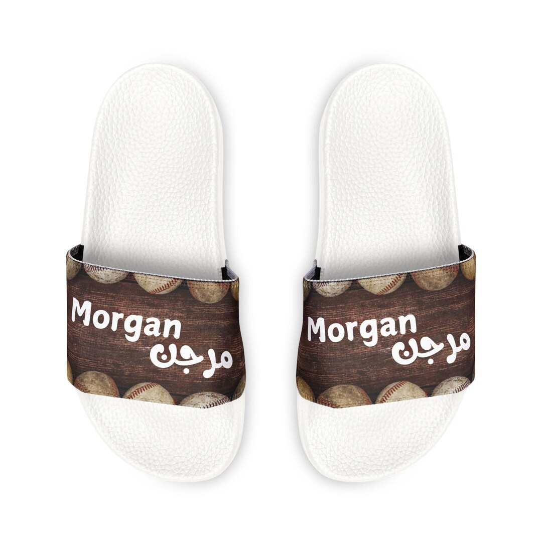 Custom Baseball Slide Sandals for Women, Personalized Name Gift for ...