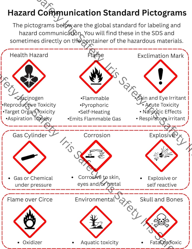 Hazard Communication Standard Pictograms Safety Toolbox Talk - Etsy