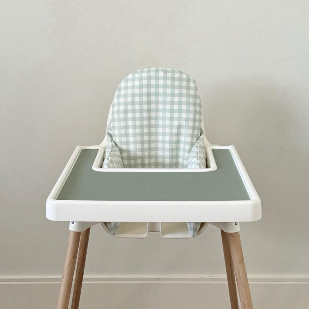 Sage Gingham >> WIPEABLE IKEA High Chair Cushion Cover - Etsy
