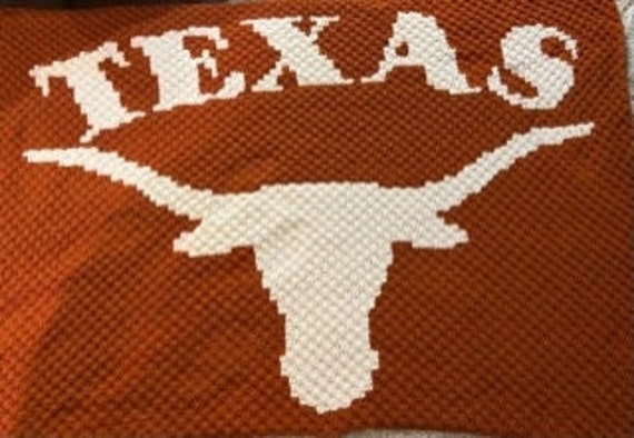 University of Texas Longhorn Crochet Blanket - Etsy