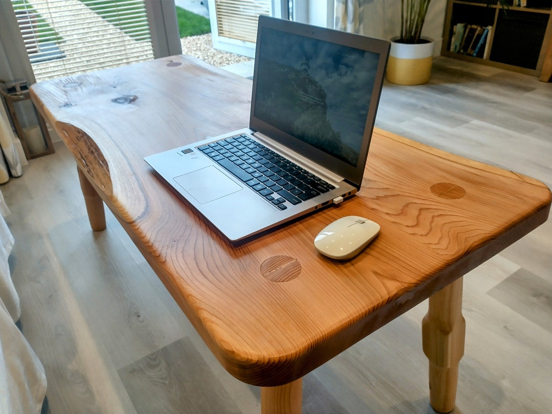 Red Cedar Live Edge Slab Coffee Table With Hand Turned through the Tabletop Legs - Etsy UK