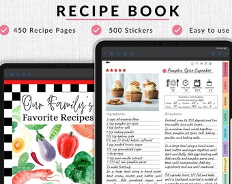 Digital Recipe Book for Goodnotes, Notability, Digital Recipe Journal ...
