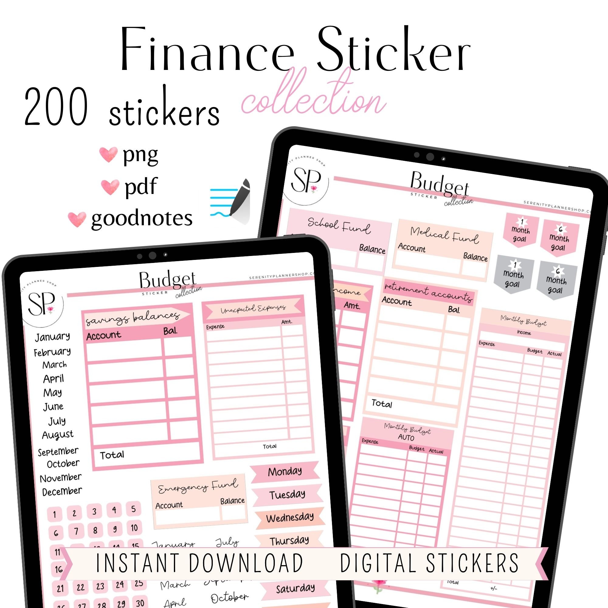 Digital Budget Stickers for Planners Track Income Expenses Spending ...