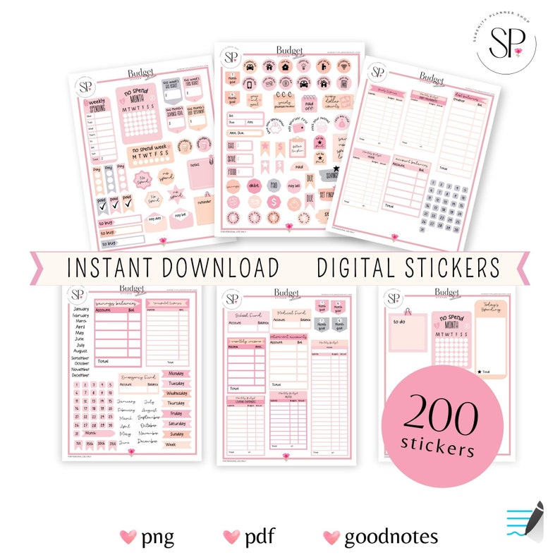 Digital Budget Stickers for Planners Track Income Expenses Spending ...