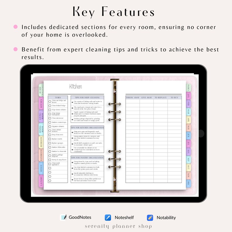 2025 Home Cleaning Digital Planner With Monthly Trackers | Cleaning ...