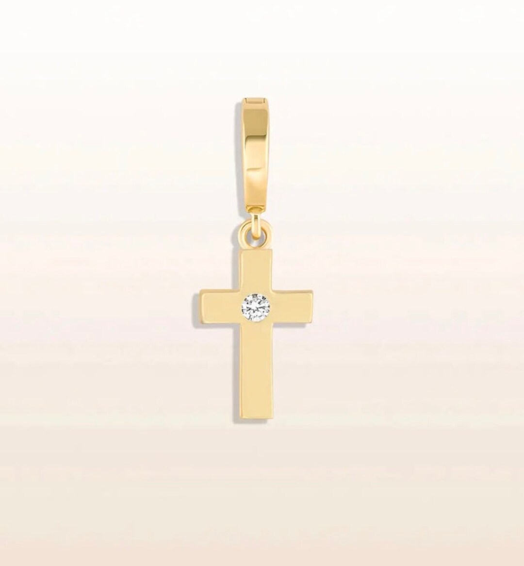 Solid Gold Cross Pendant 14k Gold Cross Pendant Gold Cross Charm 14k ...
