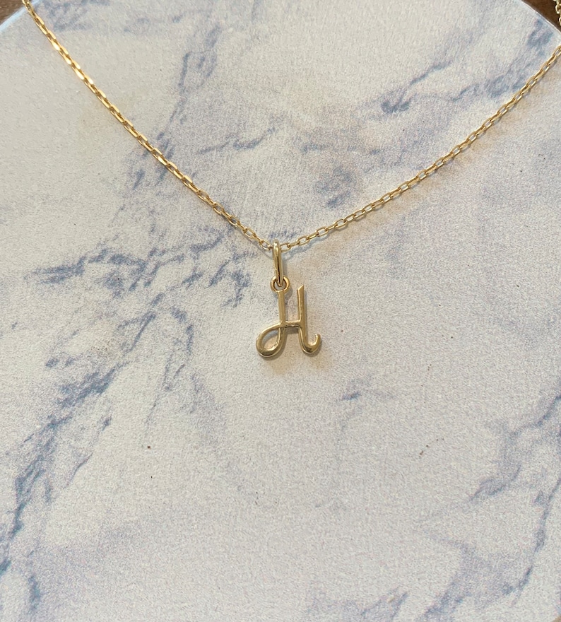 14K Gold Initial Pendant Gold Initial Charm Letter Charm Gift for Mom ...