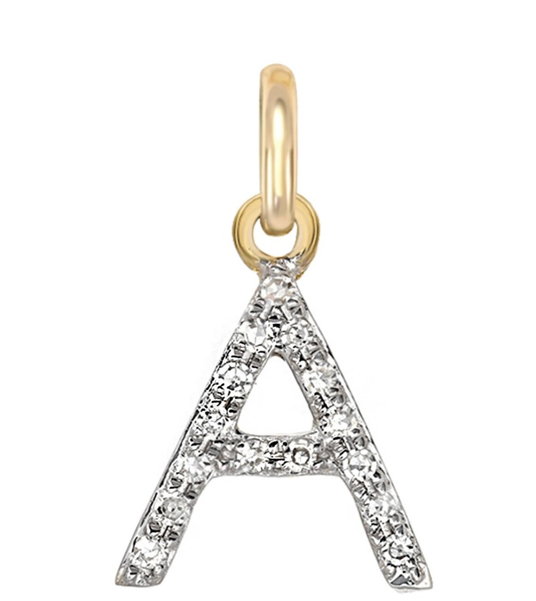 Small Initial Charm Gold Charm Letter Diamond Pendant Letter Charm Gold ...