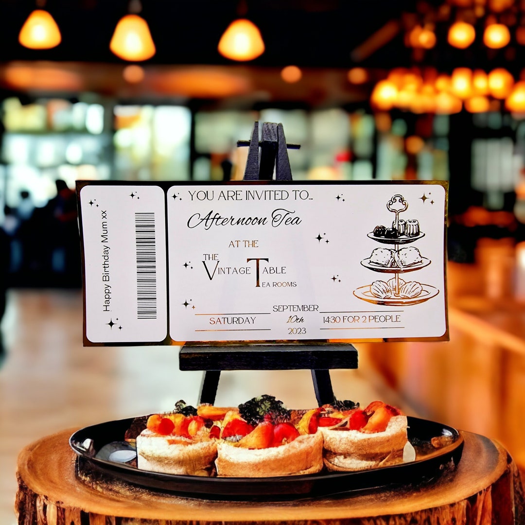 Luxurious Personalised Afternoon Tea Voucher, Foiled Gift Voucher for a ...