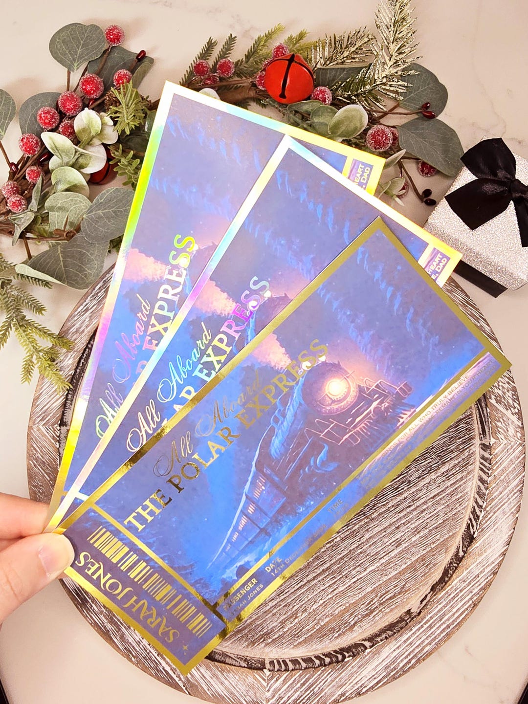 Polar Express Custom Ticket, Personalised Foil Boarding Pass, Christmas ...