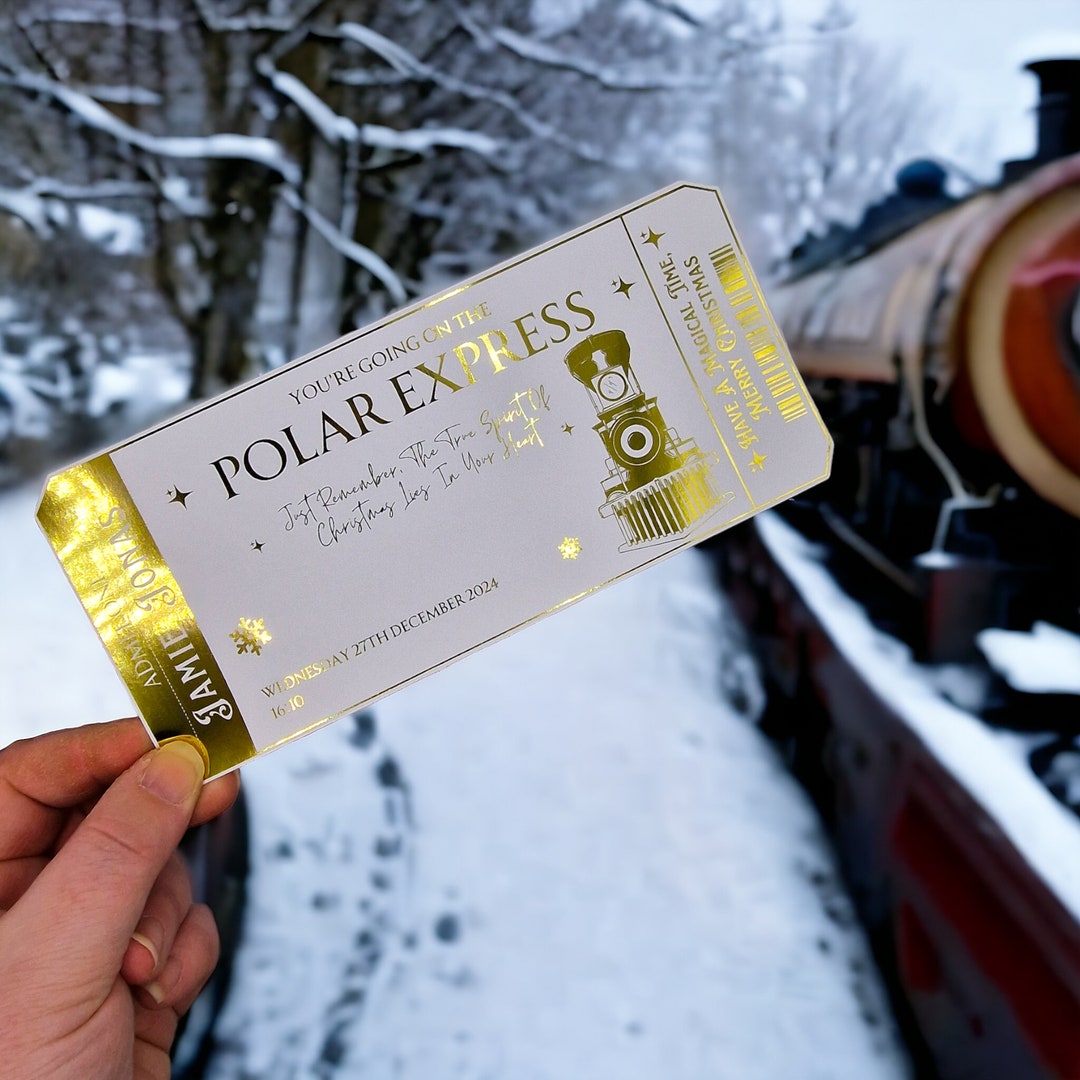 Personalised Foiled Polar Express Ticket, Custom Golden Ticket ...