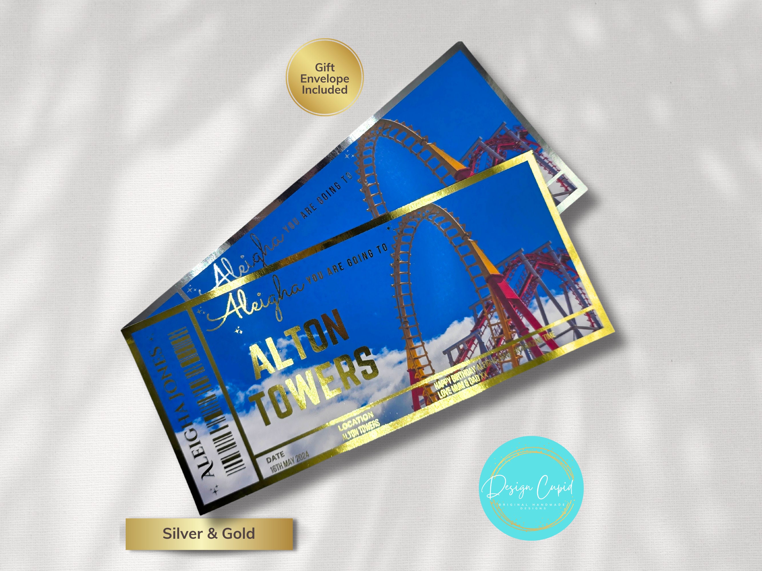 Custom Foil Theme Park Ticket: Personalised Surprise Gift Voucher - Etsy