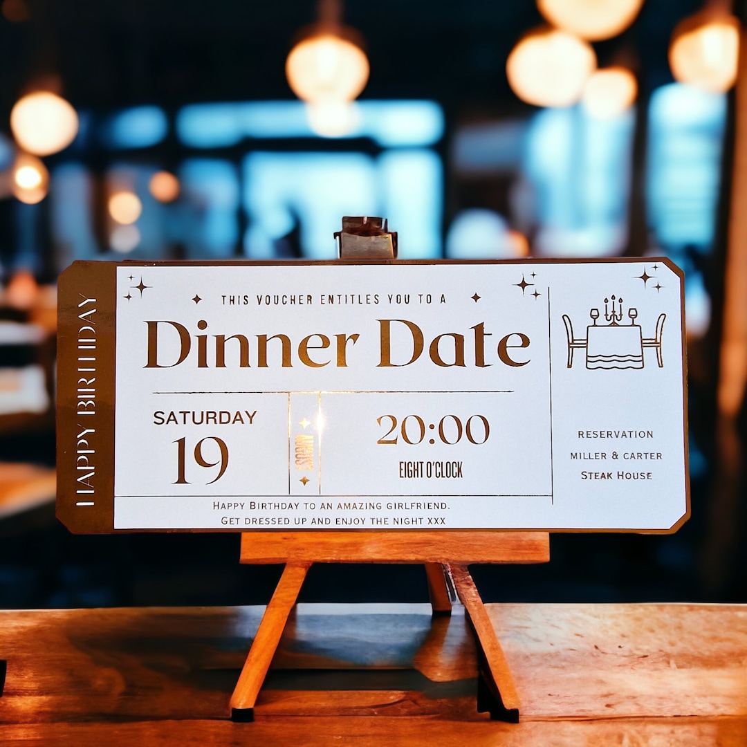Foil Dinner Date Ticket , Perfect for Valentine's Day or Any Romantic ...