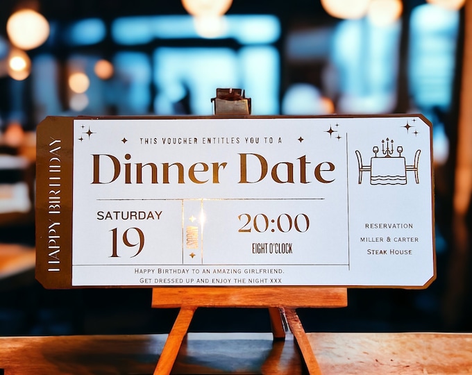 Foil Dinner Date Ticket , Perfect for Valentine's Day or Any Romantic ...