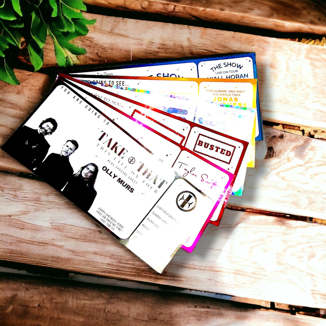 Personalised Ticket, Foil Concert Ticket, Tickets Gift, Golden Ticket ...
