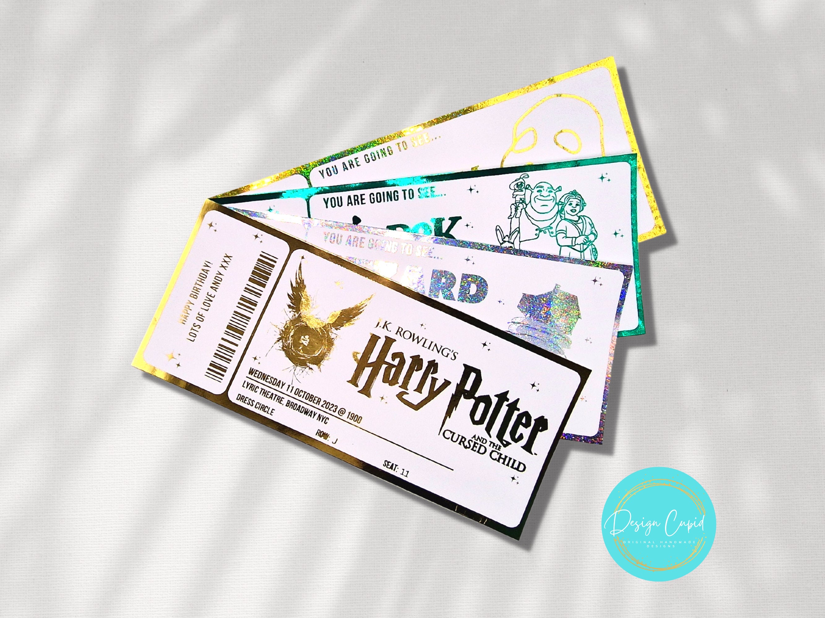 Personalised Foiled Golden Event Ticket: Custom Theatre Gift - Etsy