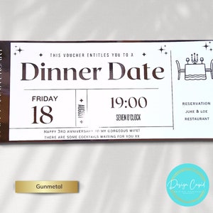 Foil Dinner Date Ticket , Perfect for Valentine's Day or Any Romantic ...