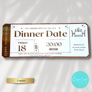 Foil Dinner Date Ticket , Perfect for Valentine's Day or Any Romantic ...