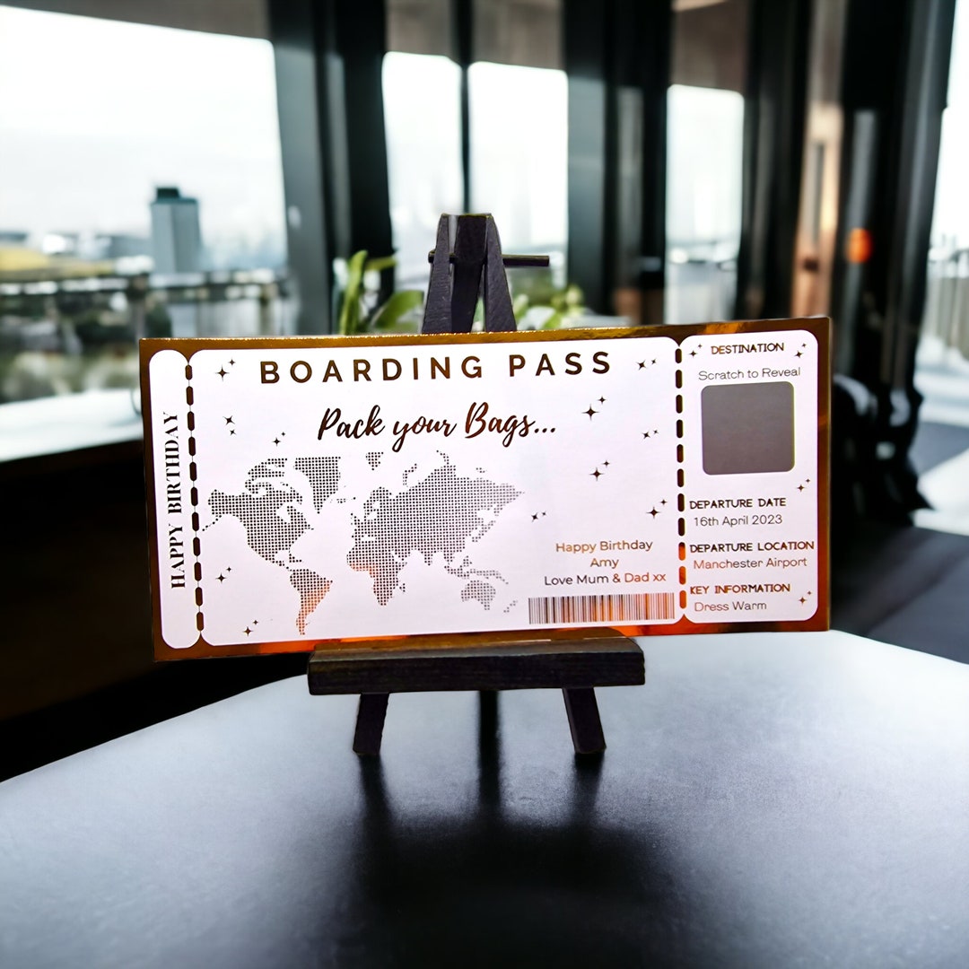 Personalised Boarding Pass Scratch Card, Surprise Holiday/trip, Reveal ...